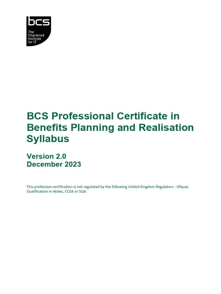 Ba Professional Benefits Planning and Realisation Syllabus | PDF ...