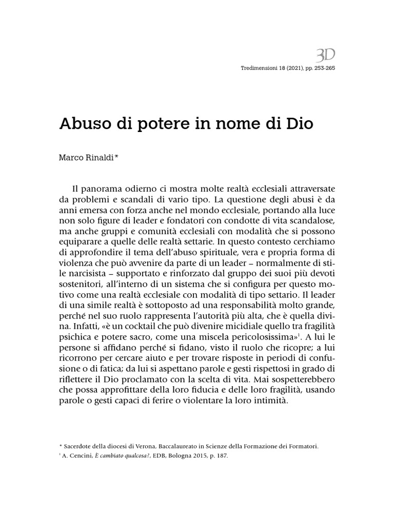 Abuso Di Potere in Nome Di Dio | PDF