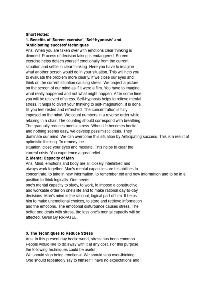 Short Notes - Unit 3 | PDF