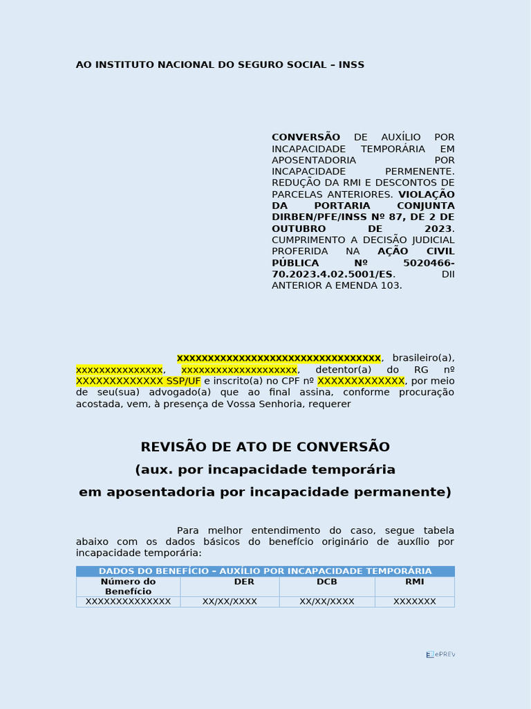 006 - 61 Requerimento - Ao - INSS - Revisao - RMI - Aposentadoria ...