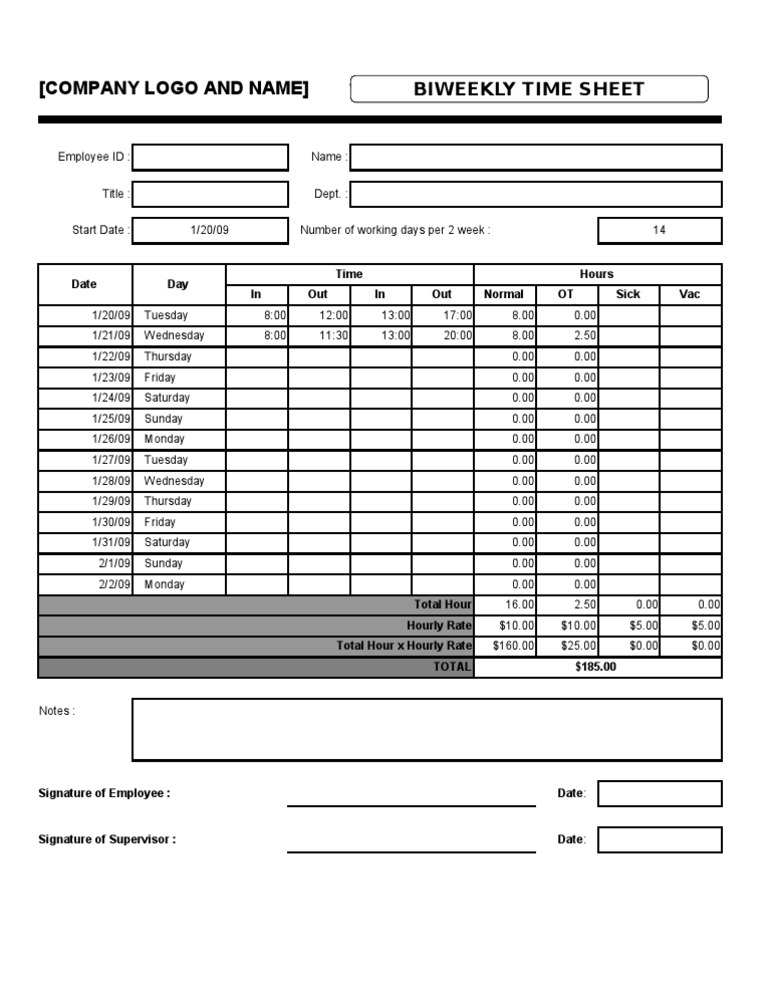 Biweekly Time Sheet Template | PDF | Sports | Leisure