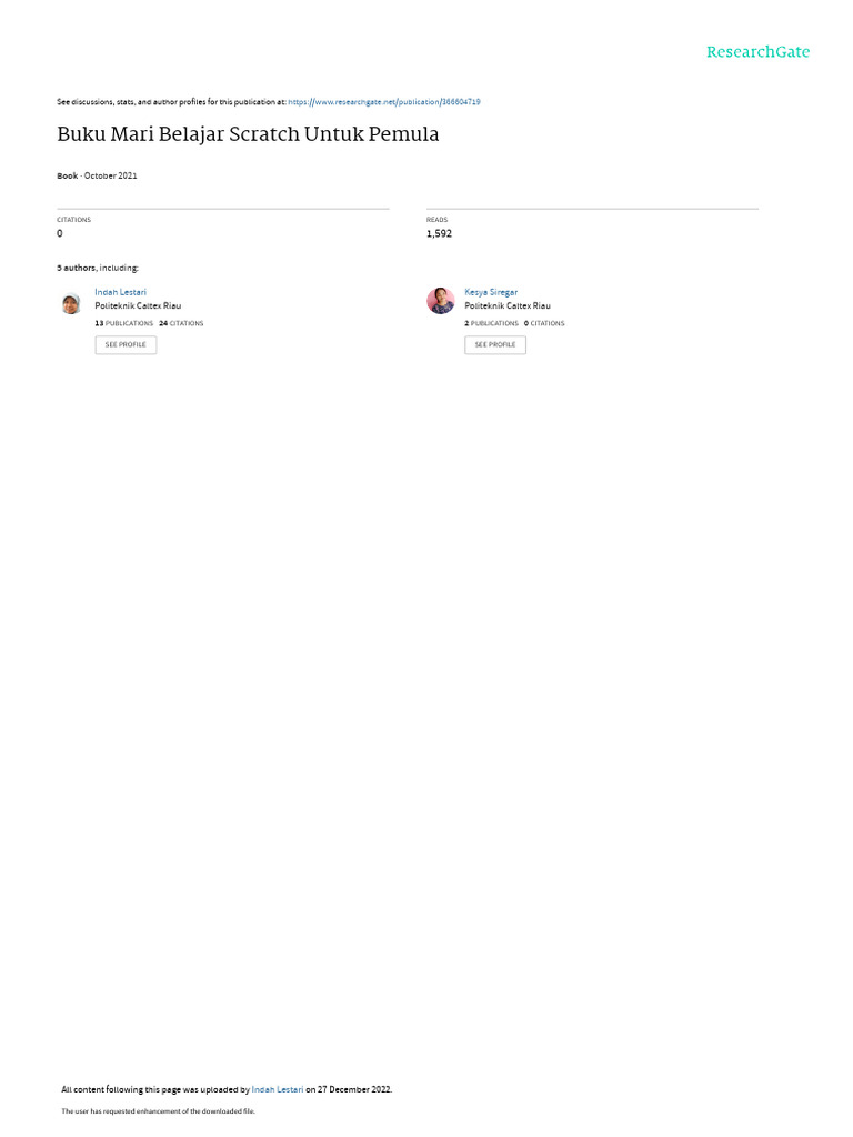 Buku Mari Belajar Scratch Untuk Pemula | PDF