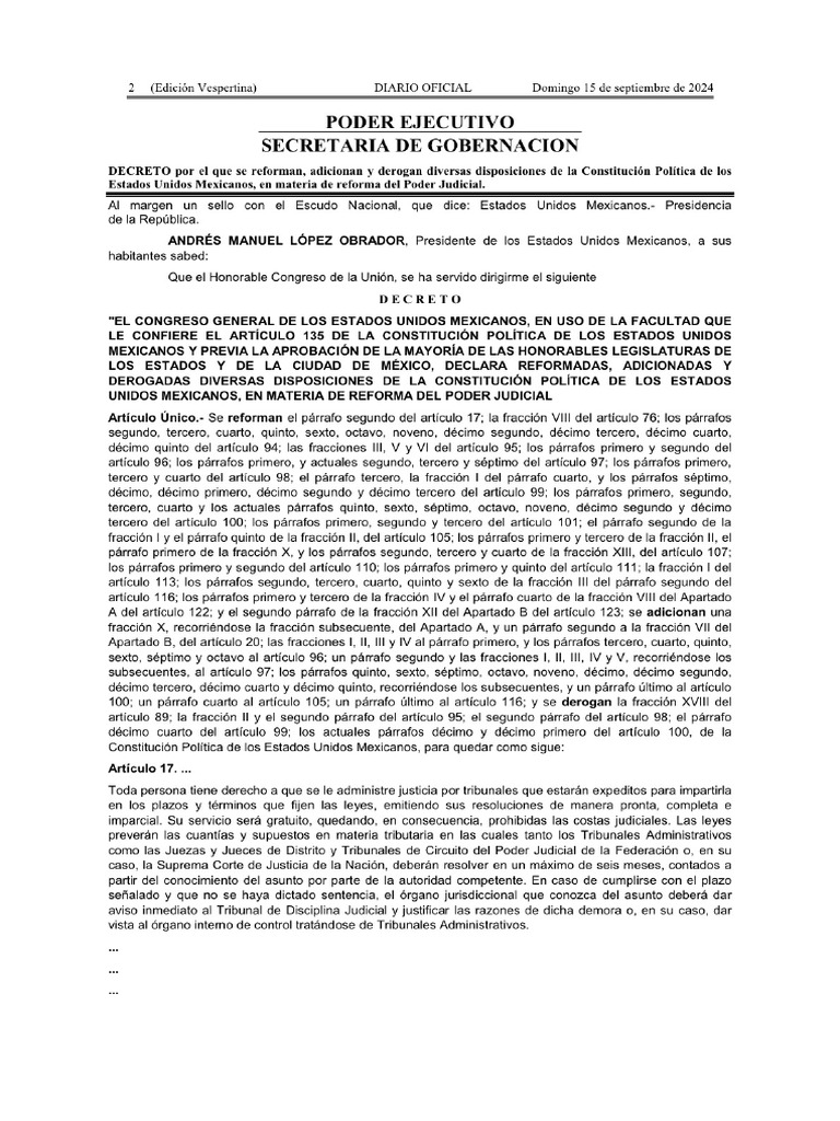 Reforma Constitucional Al Poder Judicial Federal | PDF