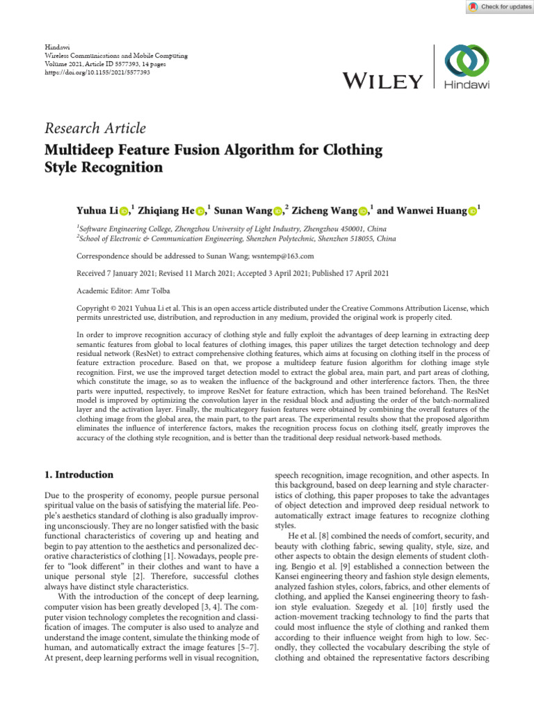 Multideep Feature Fusion Algorithm For Clothing Style Pdf