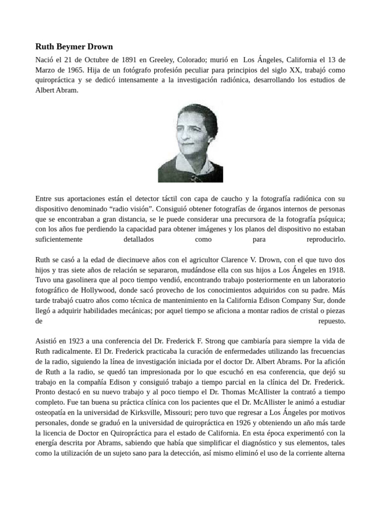 grandes heroes de la medicina real: Ruth Beymer Drown | PDF