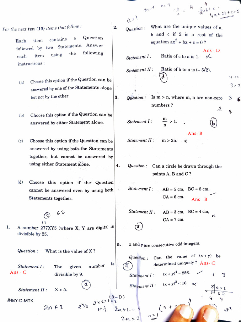 CDS 1 2023 Answer Keys Maths 1 | PDF | Mathematics