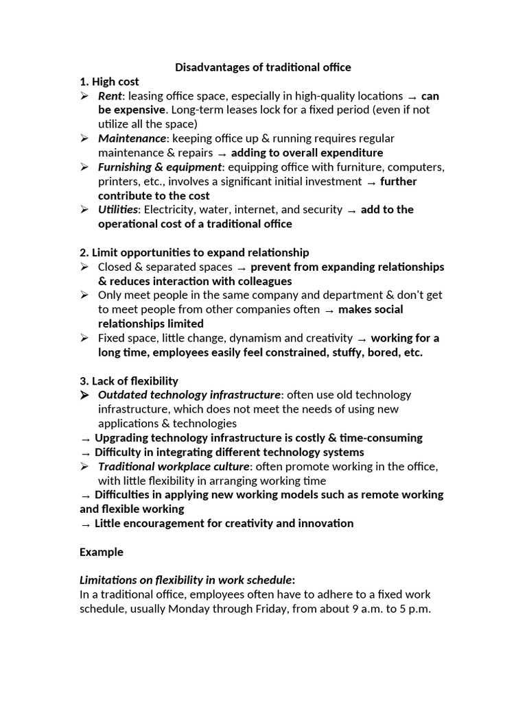Disadvantages of Traditional Office | PDF