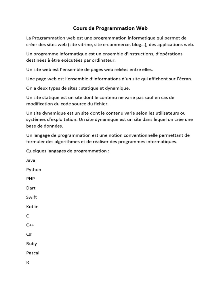 Cours de Programmation Web | PDF