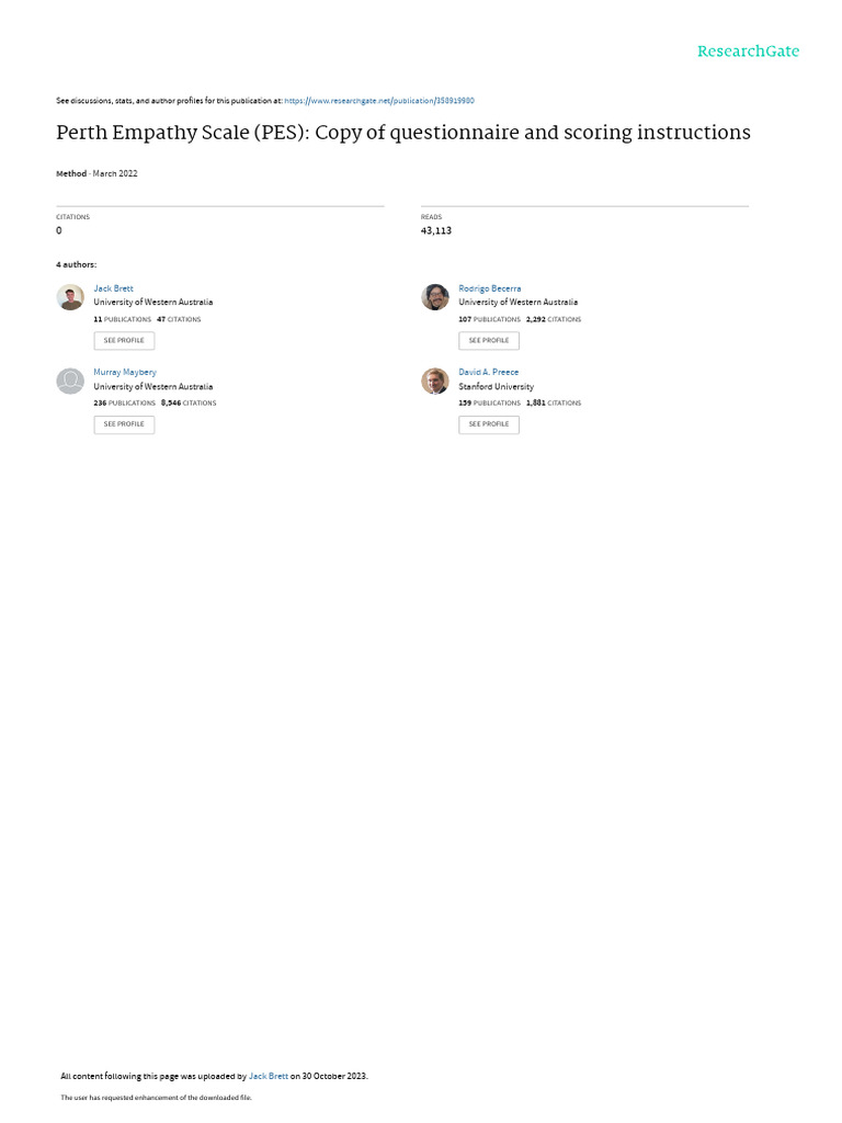 The Perth Empathy Scale | PDF