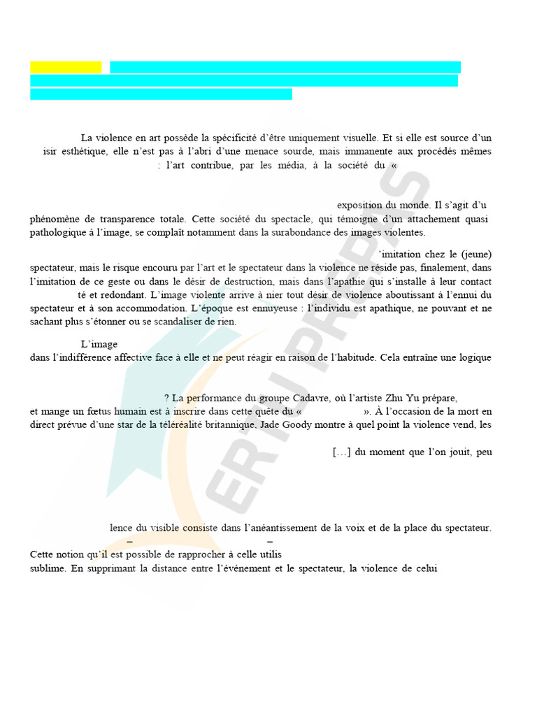 Art Violent Résumé de Texte | PDF