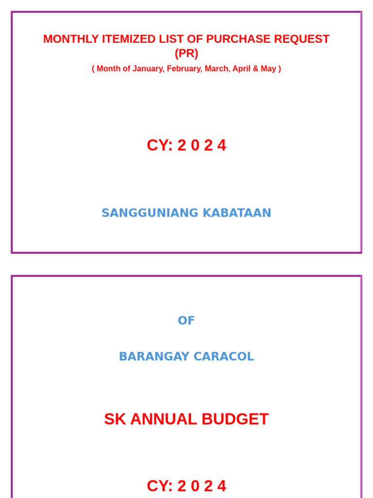 Monthly Itemized List of Purchase Request | PDF