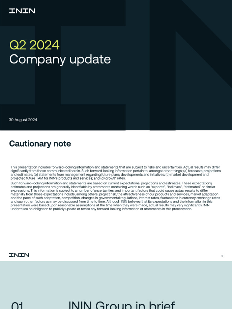 Inin Group - Q2 2024 Presentation | PDF