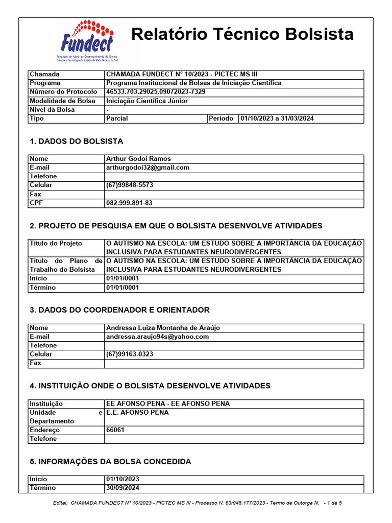 Relatorio Parcial Pictec | PDF