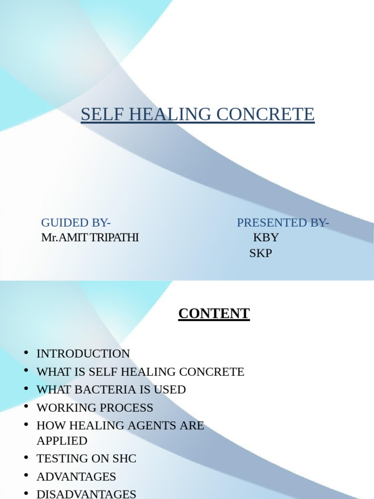 Self-Healing Concrete Overview | PDF | Concrete | Science & Mathematics