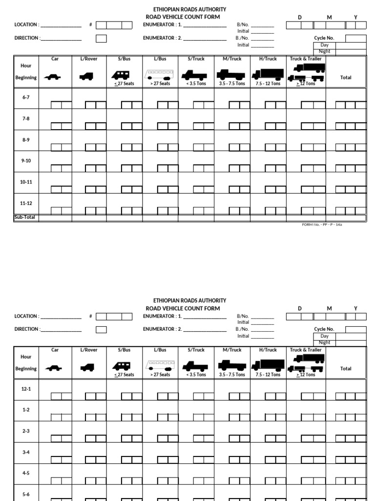 Traffic Count Form | PDF