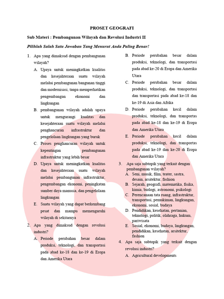 PROSET Pembangunan Wilayah Dan Revolusi Industri II | PDF