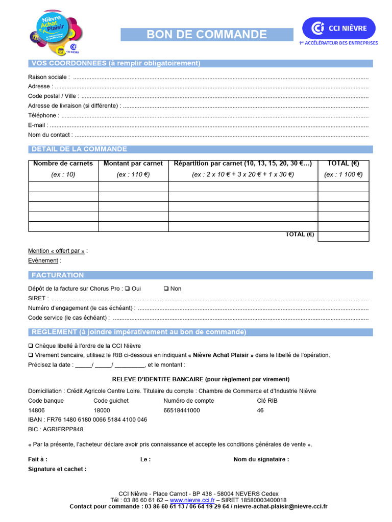 Bon de Commande Carnets 2023 | PDF