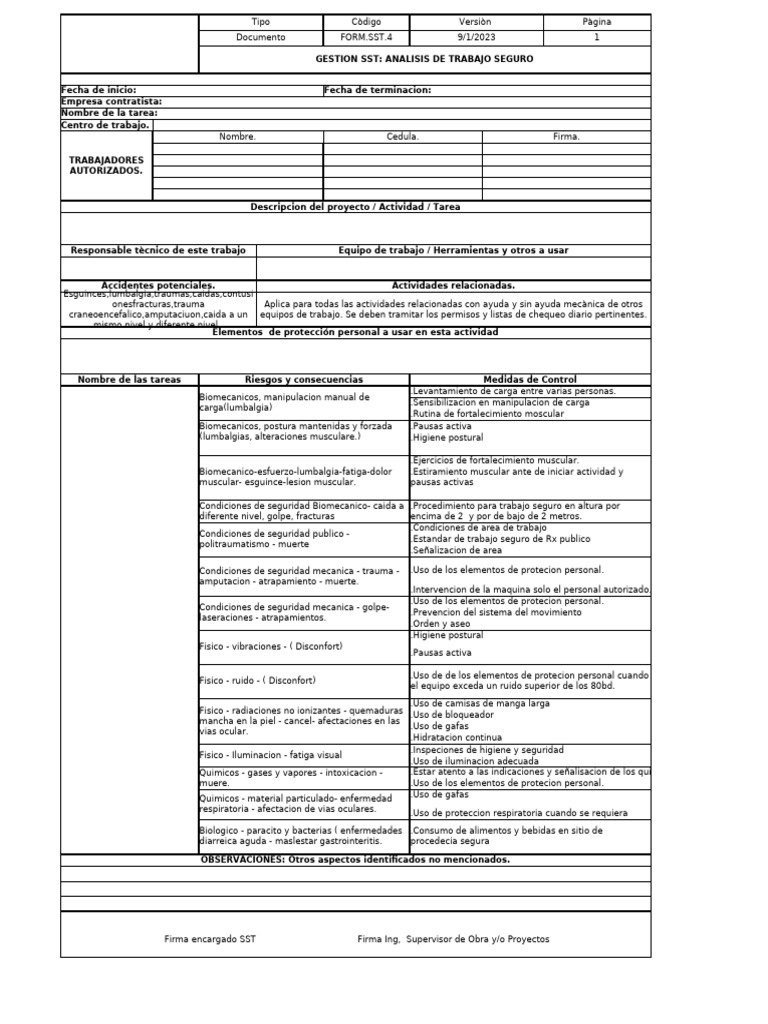 FORMATO ANALISIS DE TRABAJO ATS | PDF FORMATO ANALISIS DE TRABAJO ATS | PDF