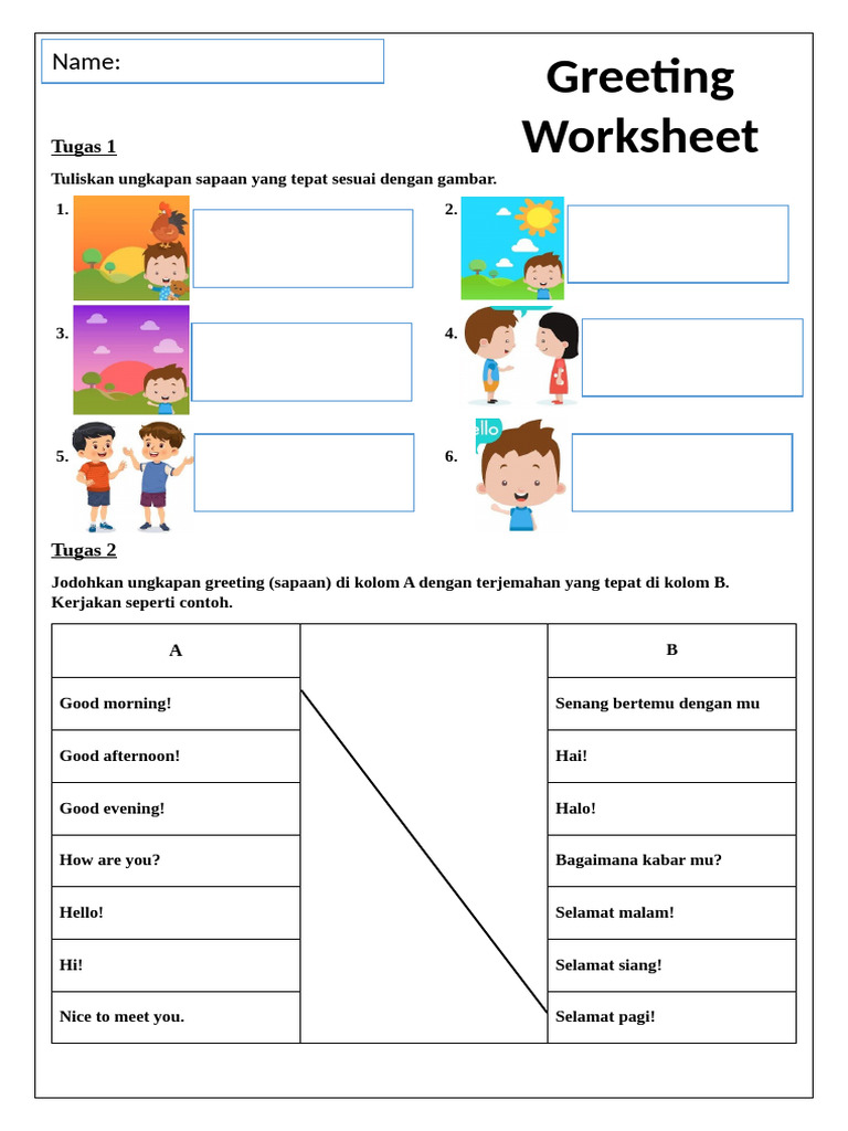 Greeting Worksheet For Grade 1 | PDF