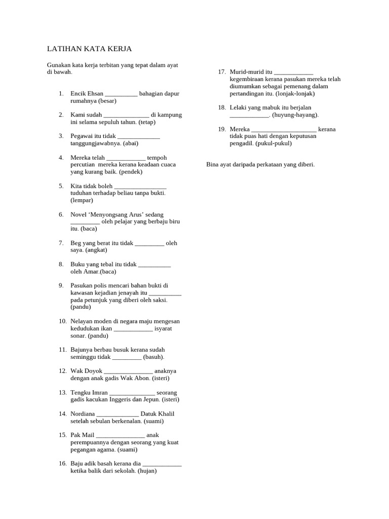 4.latihan Kata Kerja | PDF