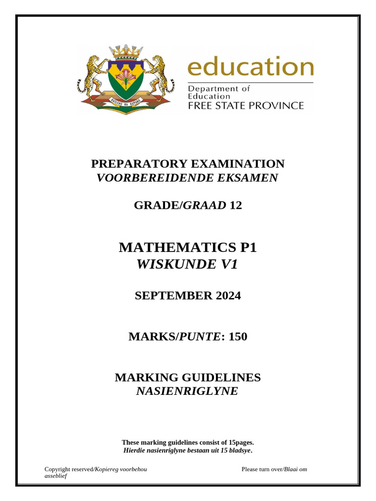 FS Gr. 12 Sept 2024 P1 Memo | PDF