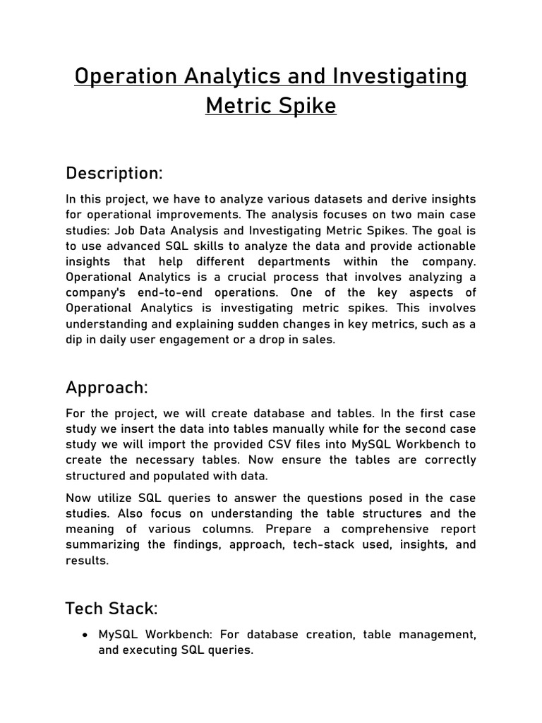Operation Analytics and Investigating Metric Spike | PDF | Analytics | Technology & Engineering