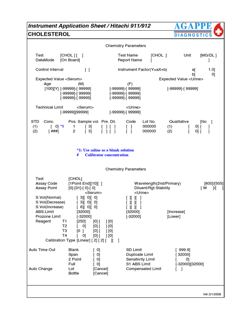CHOL-H911 Application | PDF