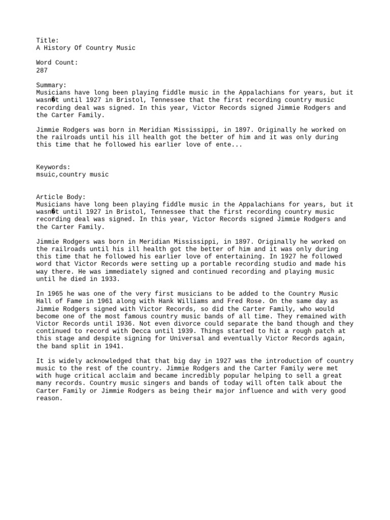 A History of Country Music | PDF