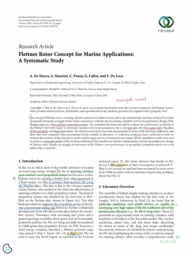 Flettner Rotor Concept for Marine Applications | PDF