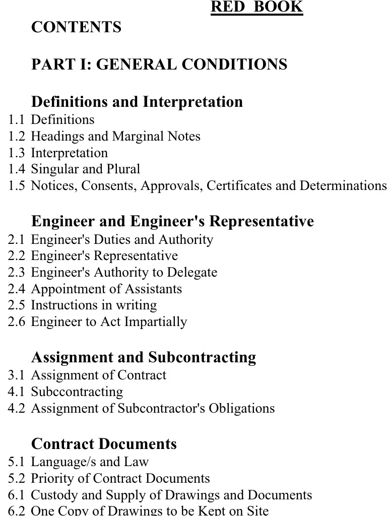 FIDIC Clauses (Red Book) | PDF