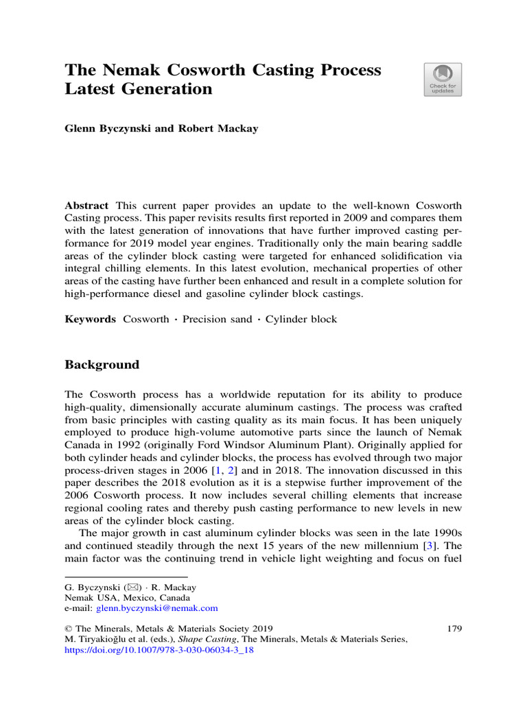The Nemak Cosworth Casting Process | PDF