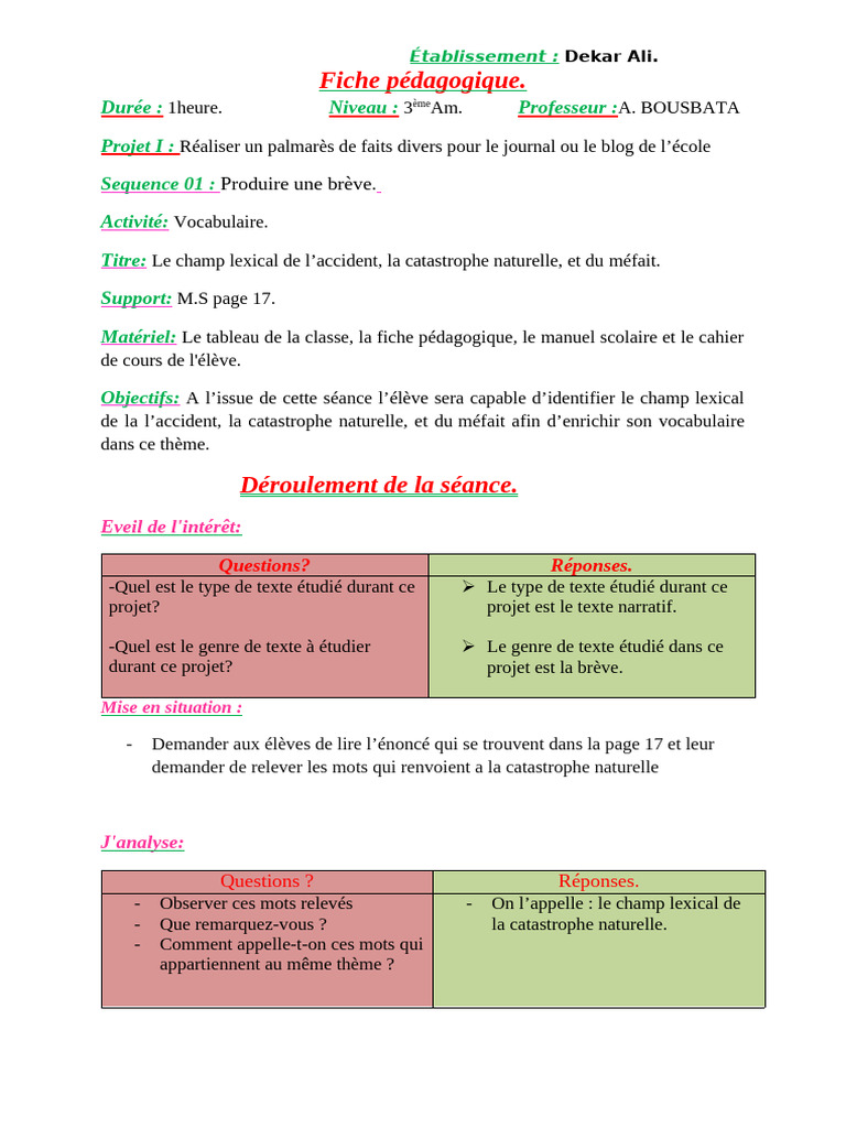 Vocabulaire | PDF