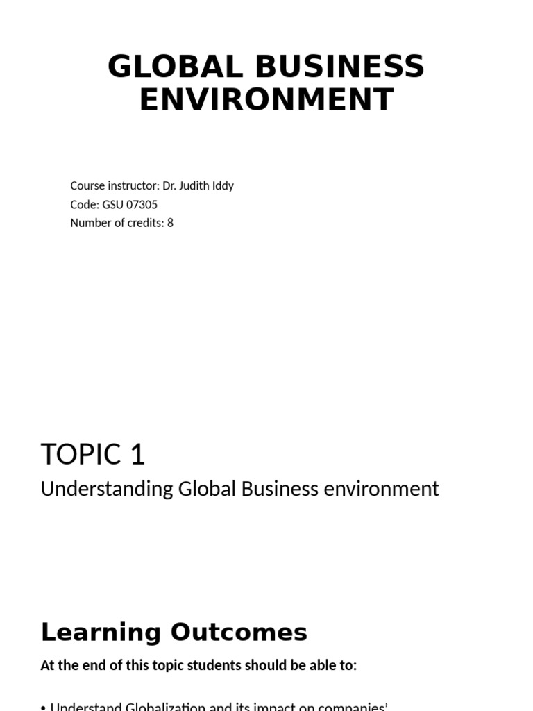 Topic 1 - GBE | PDF