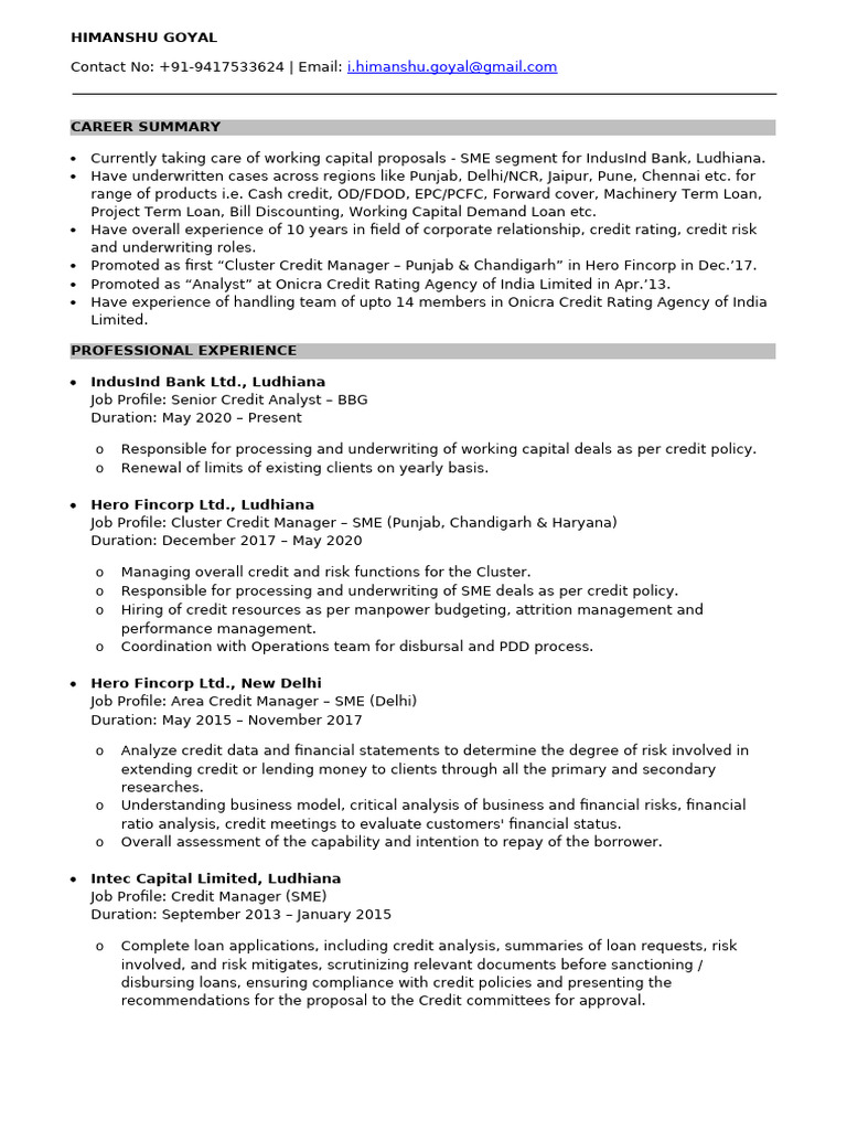 Cv Himanshu Goyal | PDF Cv Himanshu Goyal | PDF