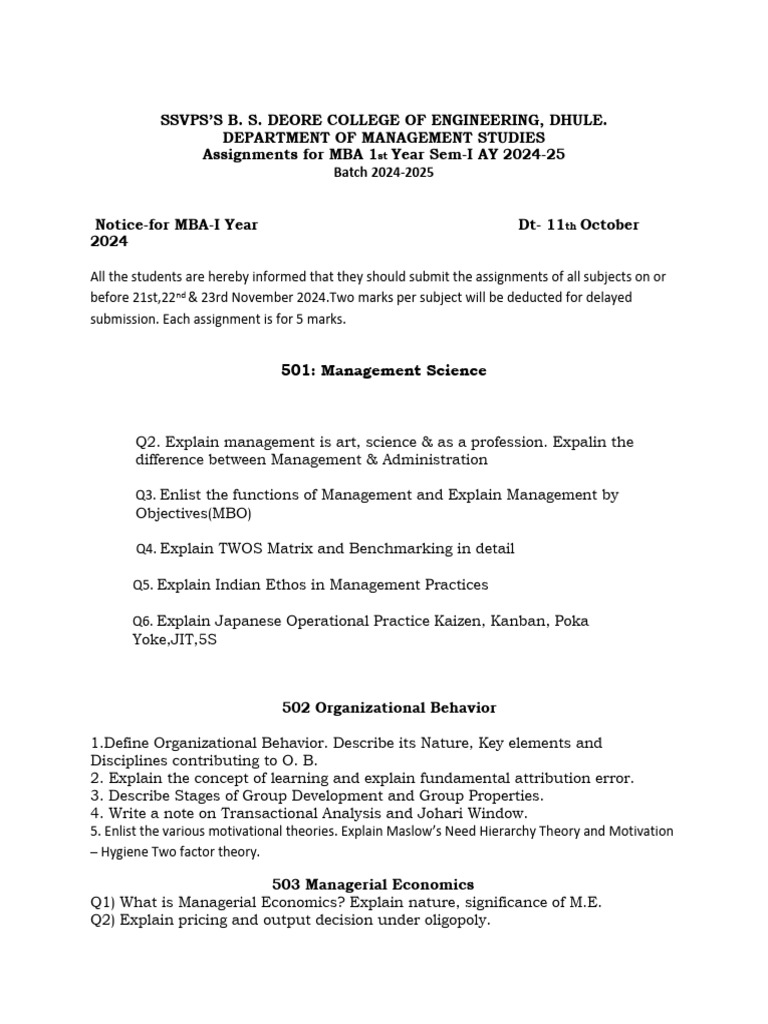 Sem 1 Assignment 2024 26 | PDF