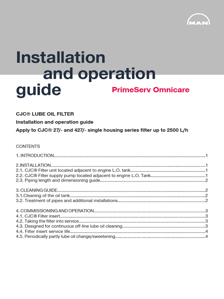 MAN CJC Installation and Operation Guide | PDF