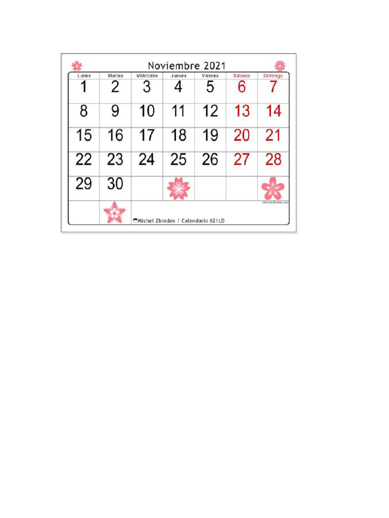 Calendario Del Mes de Noviembre | PDF