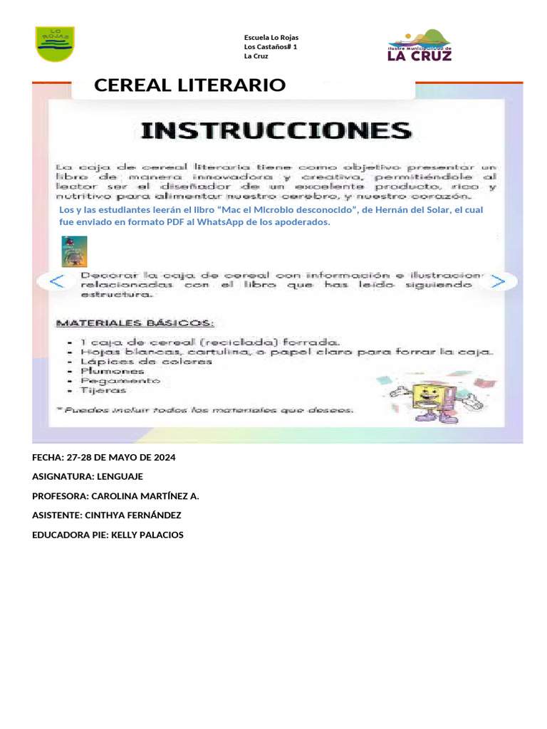Cereal Literario para 5°-6° Plan Lector Mayo Común | PDF | Ciencias ...