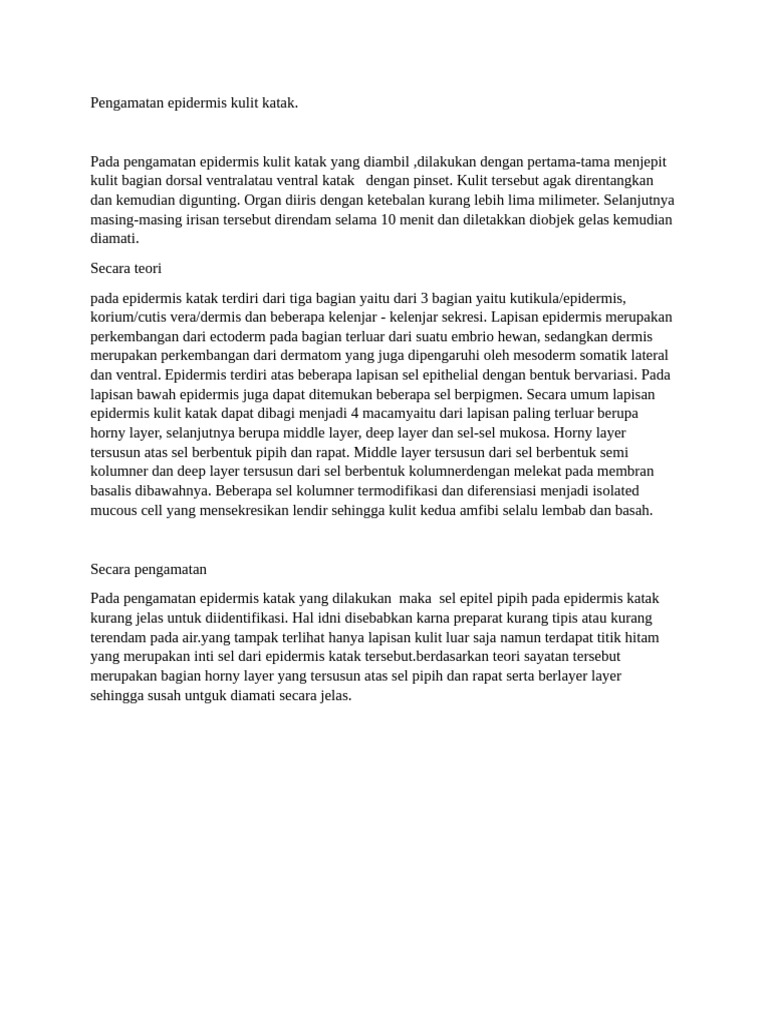 Pengamatan Epidermis Kulit Katak | PDF