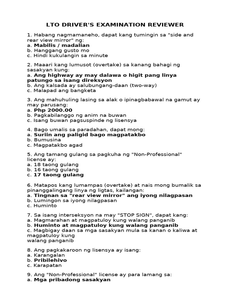 LTO Reviewer Final | PDF