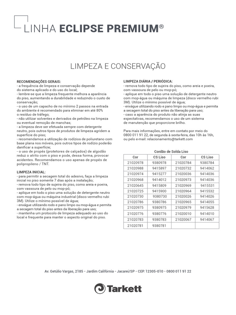 Anexo 36097747 Manual de Limpeza e ConservaA A o Linha Eclipse Premium 15790094651773 | PDF