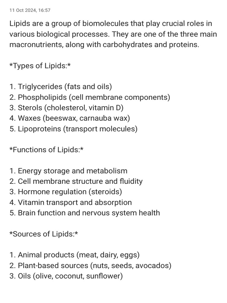 Lipids Biology | PDF