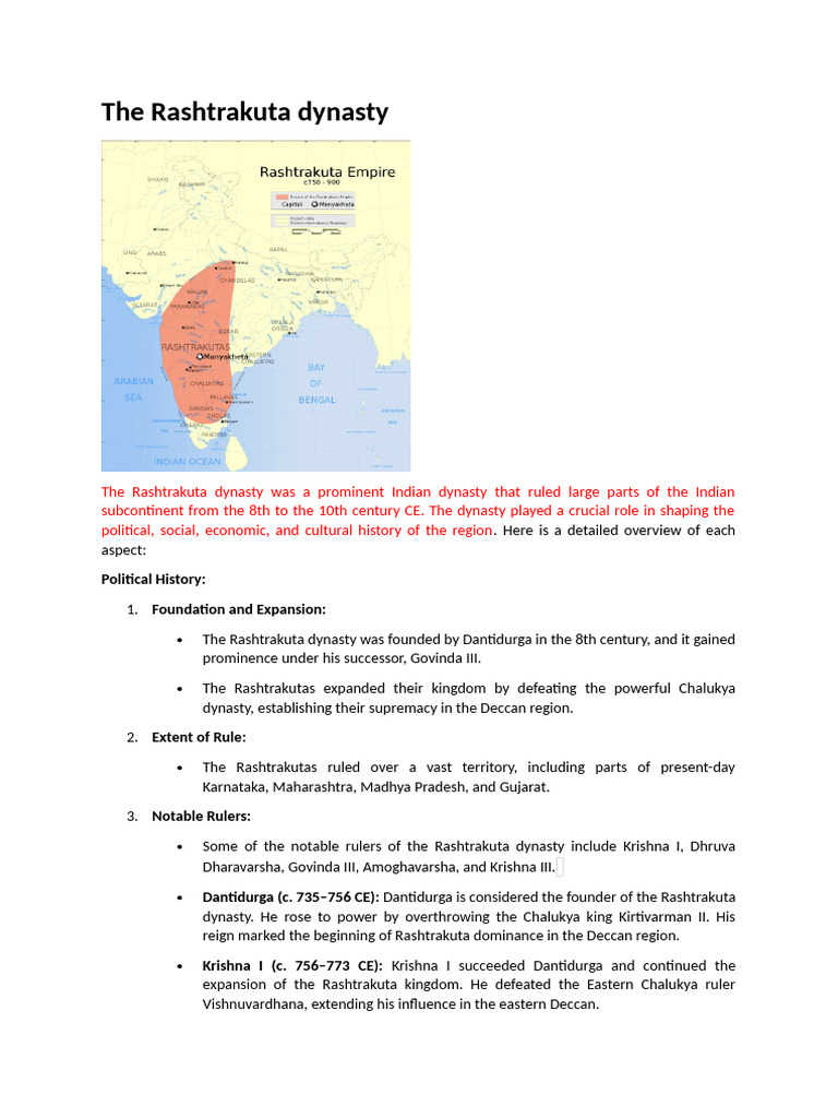 The Rashtrakuta Dynasty Was A Prominent Indian Dynasty That Ruled Large ...