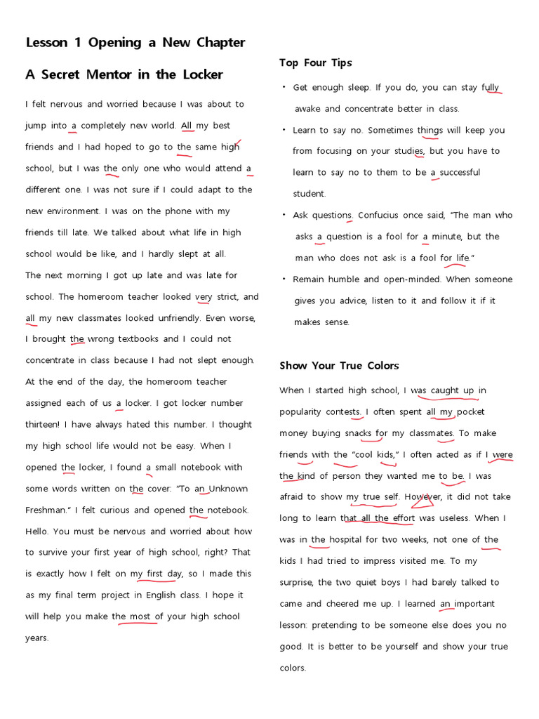 Lesson 1 Opening A New Chapter | PDF