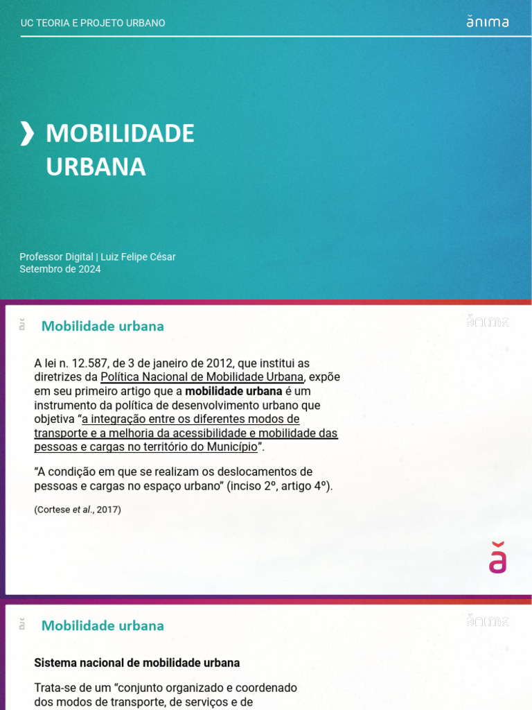 2402 - TPU N - Aula 06-Mobilidade Urbana | PDF