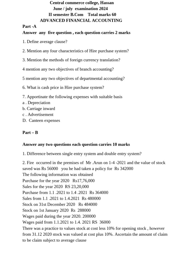 Advanced Financial Accounting Test | PDF
