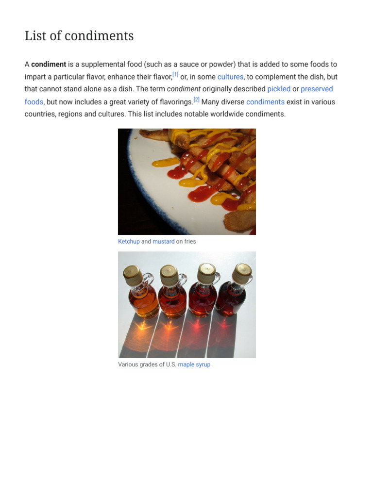 List of Condiments | PDF