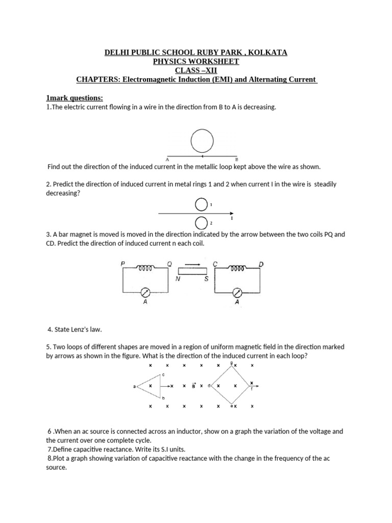 Worksheet On EMI and AC | PDF