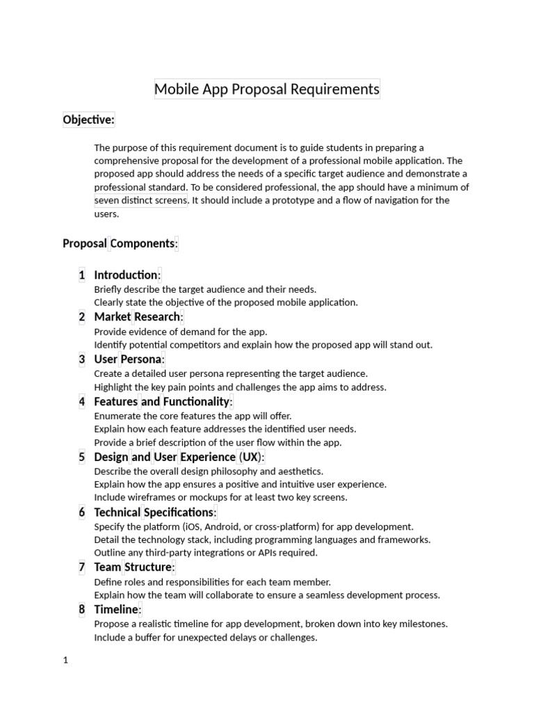 Mobile App Proposal Requirements | PDF