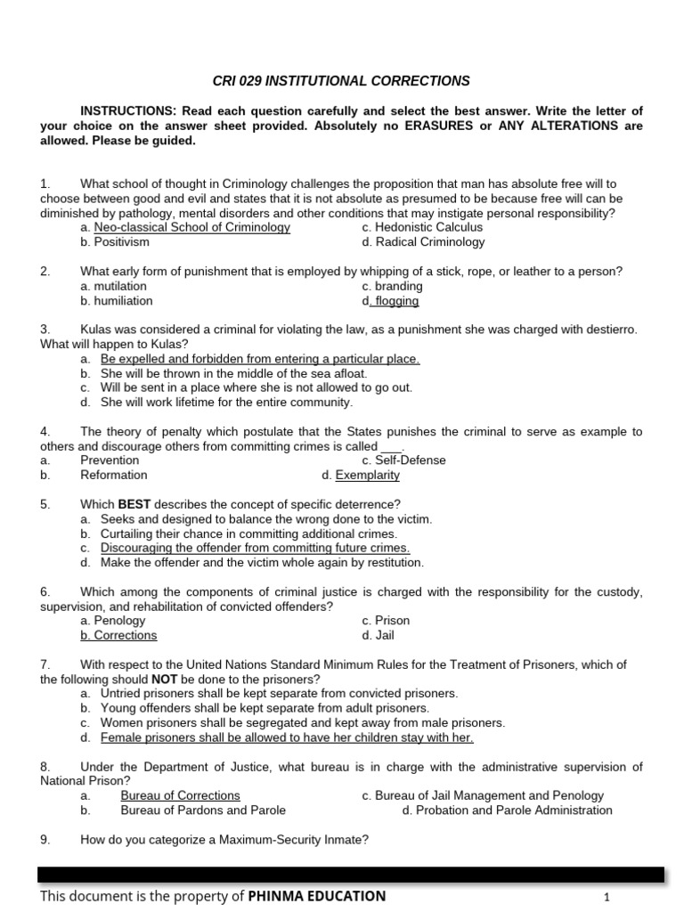 Cri 029 Institutional Corrections | PDF